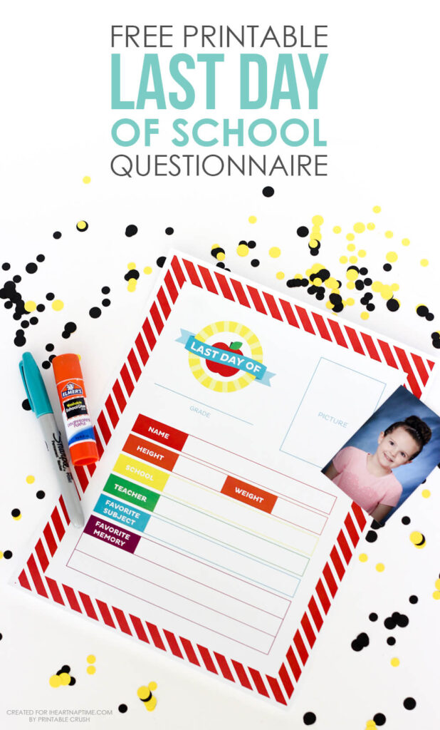 First Day & Last Day of School Questionnaires - The Inspiration Board
